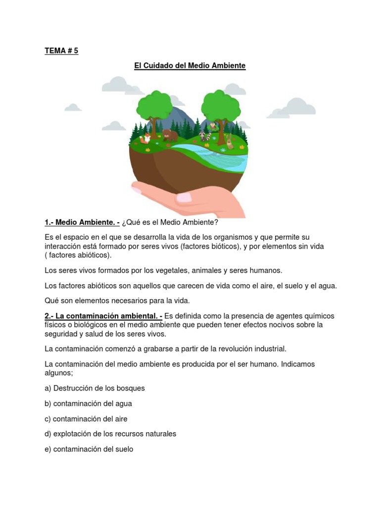 TEMA # 5 El Cuidado Del Medio Ambiente (Mas Actividad) | PDF ...