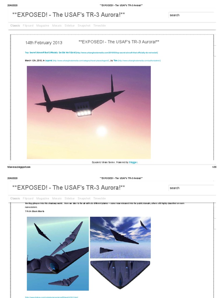 EXPOSED! - The USAF's TR-3 Aurora! | PDF | Aircraft | Military Of The ...