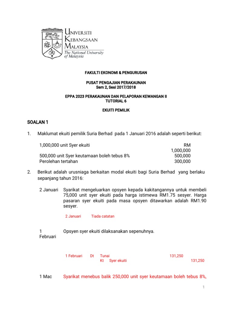 Tutorial Ekuiti 1 | PDF