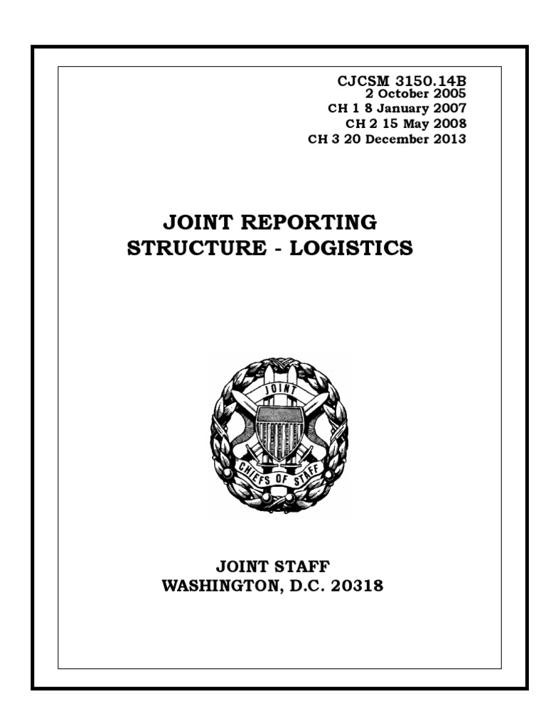 CJCSM 3150.14B Joint Reporting Structure Logistics PDF | PDF | Joint ...