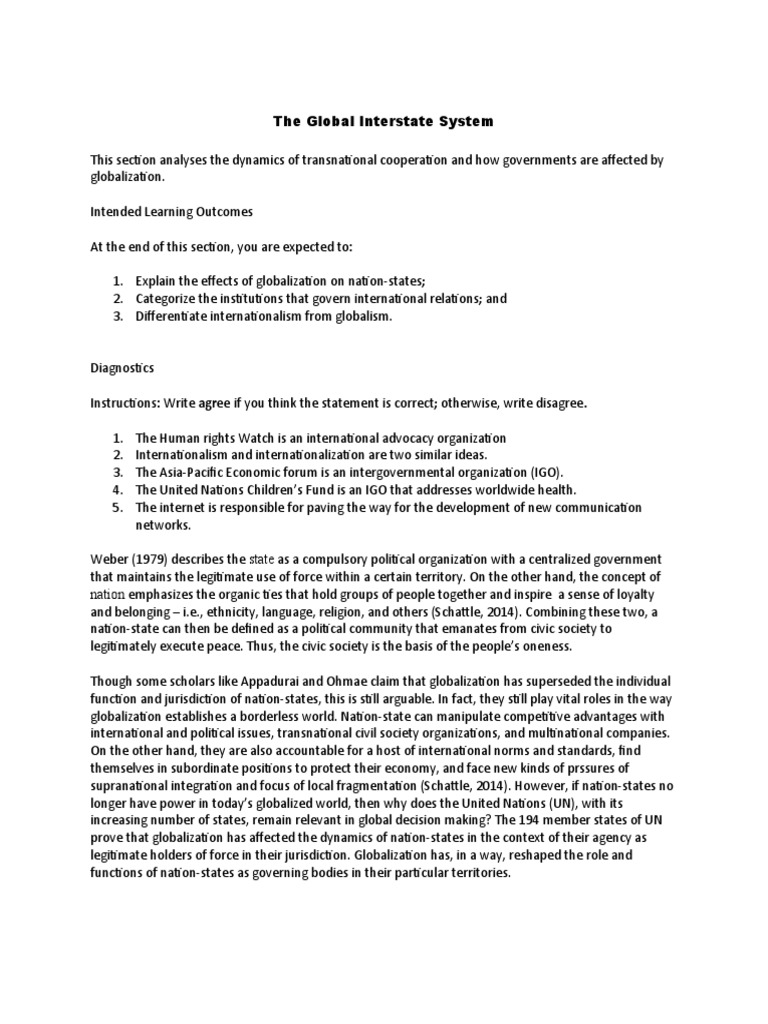 The Effects of Globalization on Nation-States and the Emergence of ...