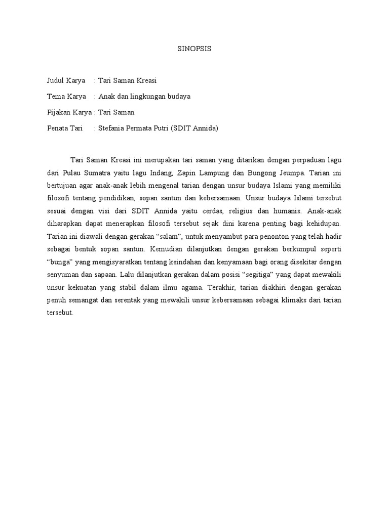 Sinopsis Lomba Tari FLSN2N | PDF