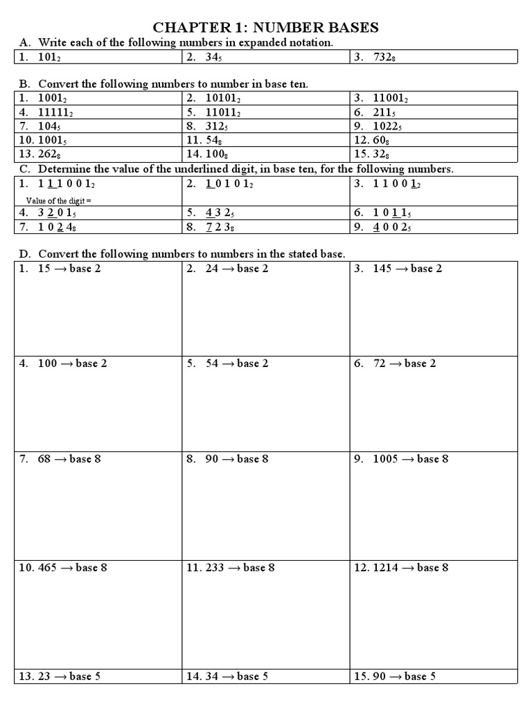 Chapter 1: Number Bases: Value of The Digit | Download Free PDF ...