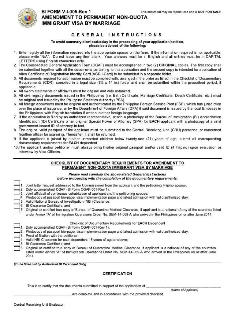 BI FORM V-I-005-Rev 1.1 | PDF | Human Migration | Immigration