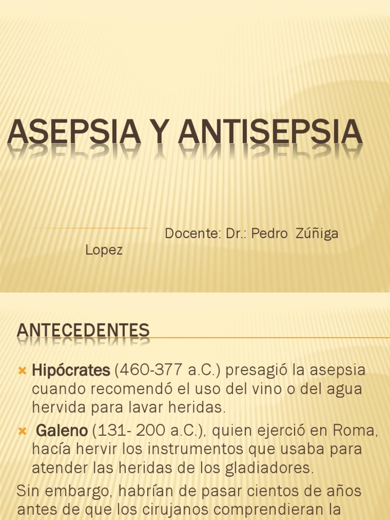 Asepsia y Antisepsia en Cirugía | PDF | Lavado de manos ...