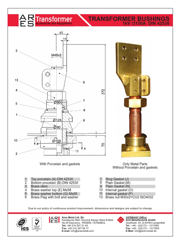 Transformer Bushings: 1kV /3150A DIN 42530 | PDF