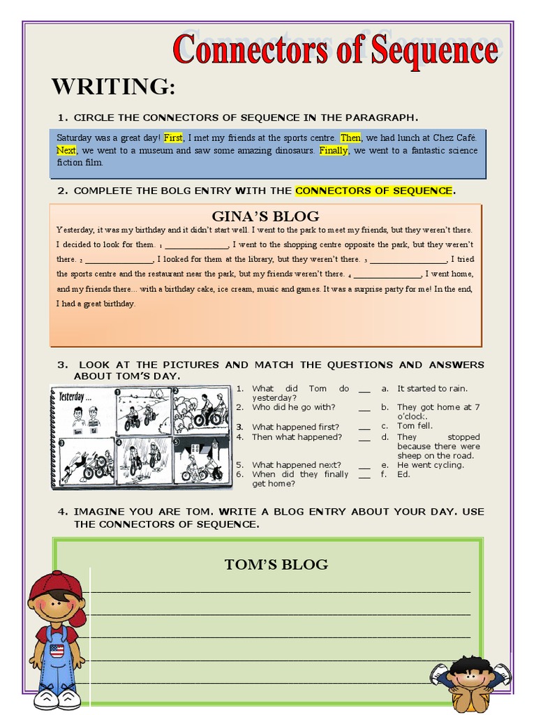 Sequence Connectors Worksheet | PDF