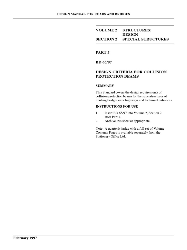 Structures: Design Section 2 Special Structures: Design Manual For Roads and Bridges | PDF ...