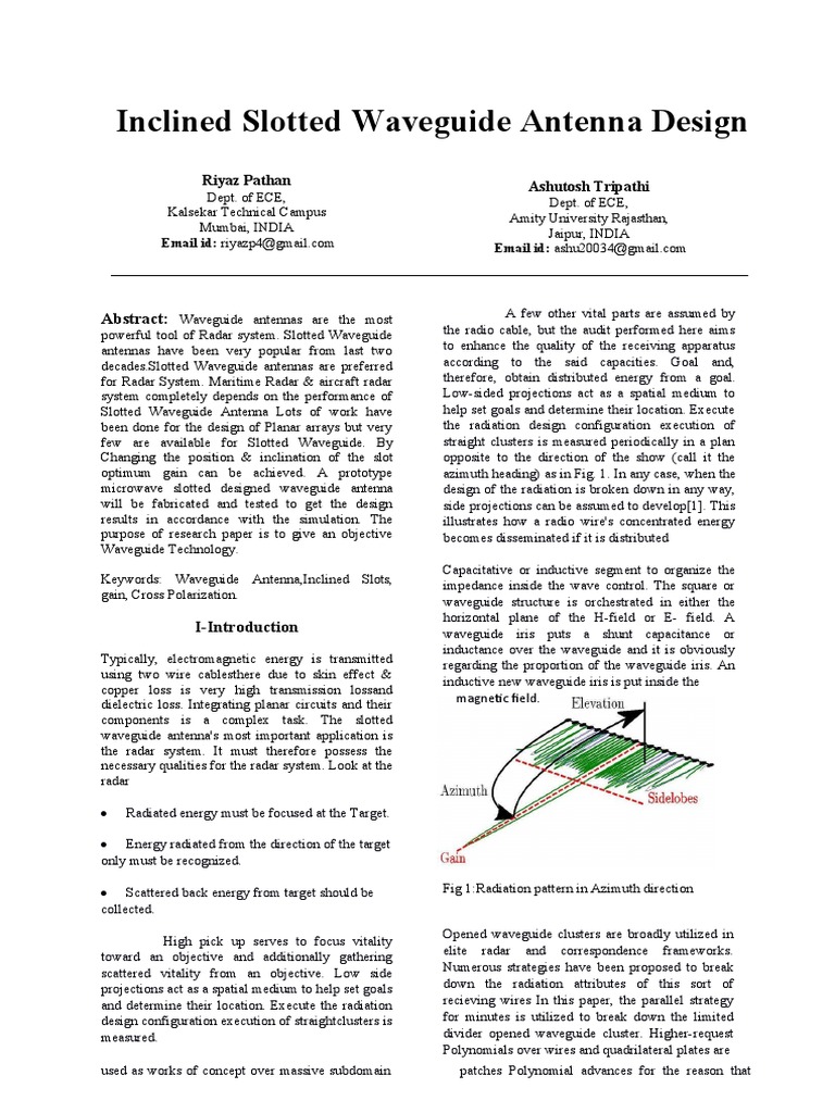 Inclined Slotted Waveguide Antenna Design: Abstract | PDF | Waveguide ...