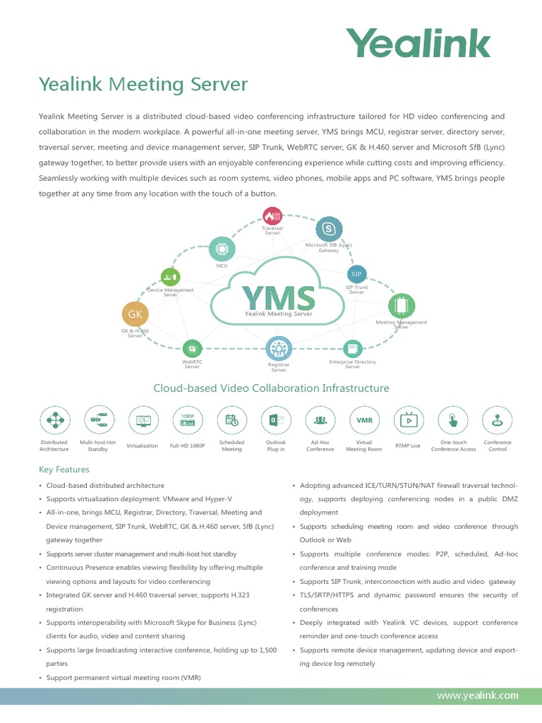 Yealink YMS Meeting Server Datasheet | PDF | Session Initiation ...