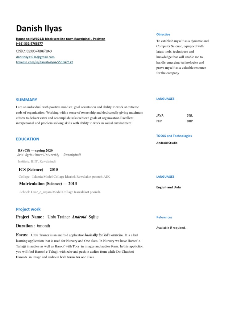 Danish CV | PDF | Computing | Cognition