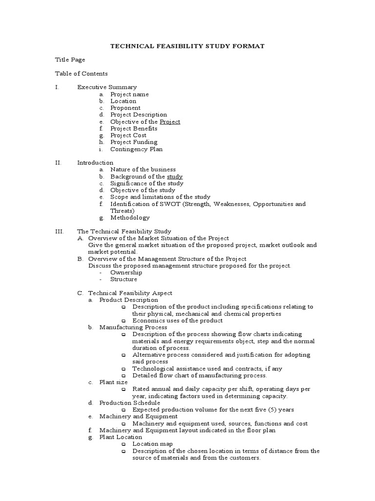 Technical Feasibility Study Format | PDF | Feasibility Study | Economies