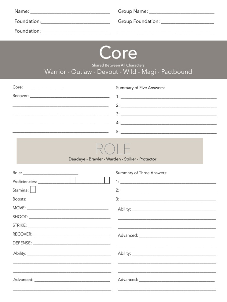 Character Creation Form | PDF | Leisure | Sports