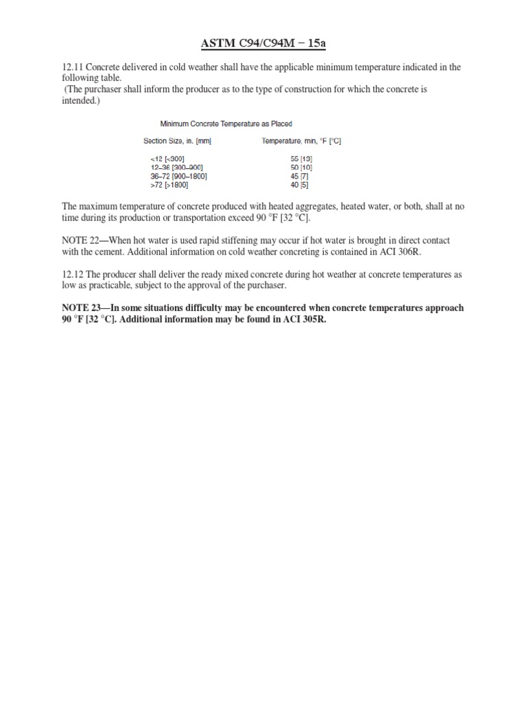 Maximum Fresh Concrete Temperature Requirements (MMSP Project) | PDF ...