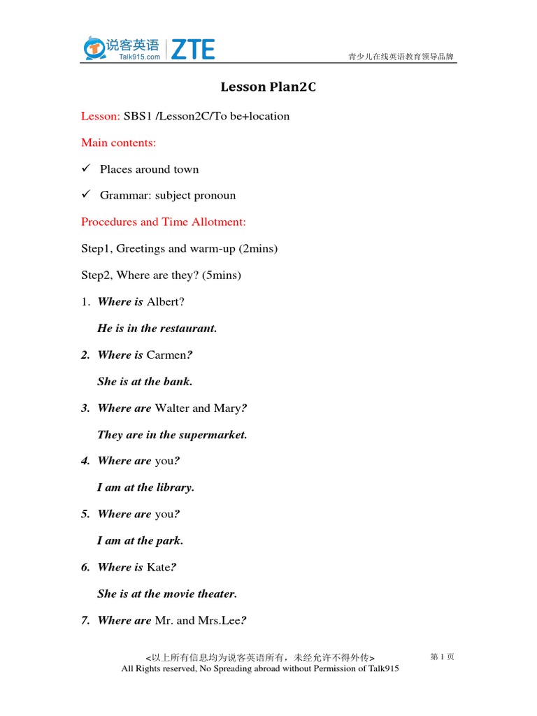 SBS1 TEA Lesson-2C | PDF