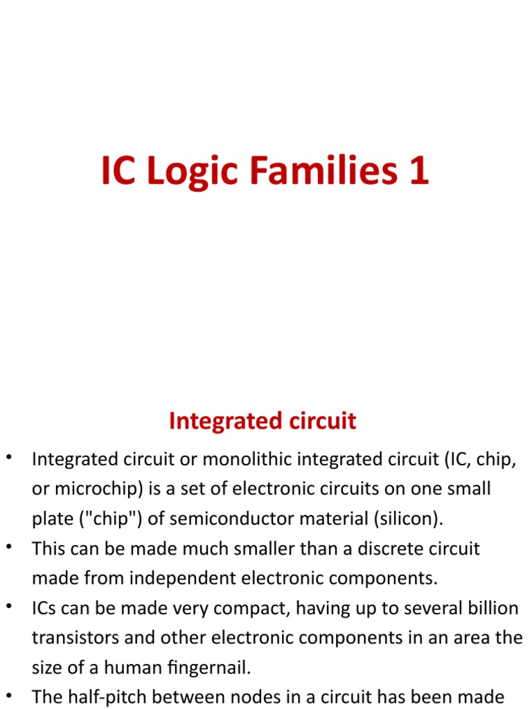 IC Logic Families 1 | PDF | Integrated Circuit | Logic Gate
