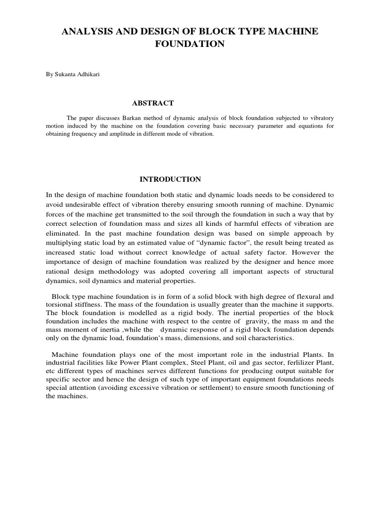 Block Machine Foundation Analysis | PDF | Rotation Around A Fixed Axis ...