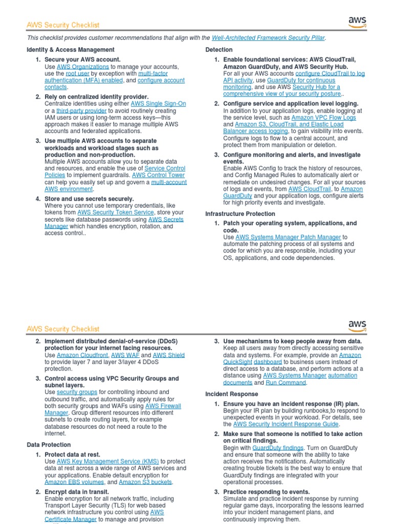AWS Security Checklist | PDF | Amazon Web Services | Encryption
