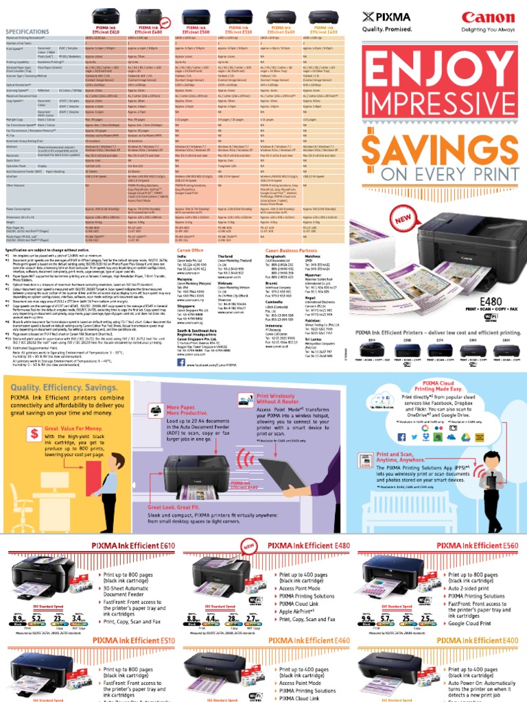 PIXMA E480 E510 Brochure | PDF | Microsoft Windows | Printer (Computing)