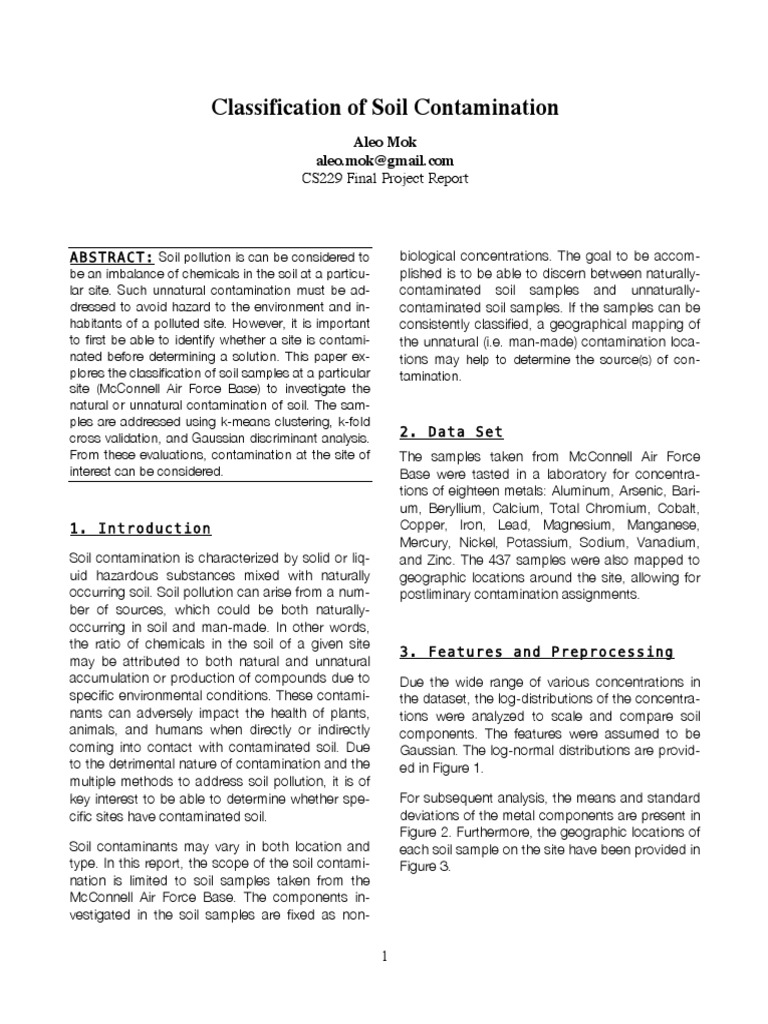 Aleo Mok, Classification of Soil Contamination | PDF | Resampling (Statistics) | Cluster Analysis