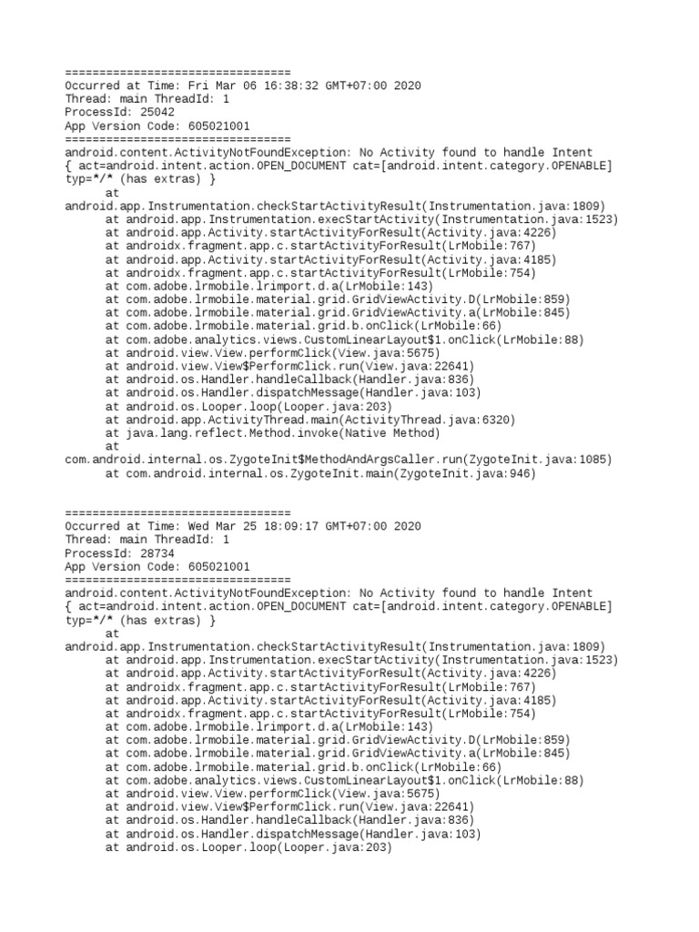 Crashes | PDF | Java (Programming Language) | Android (Operating System)