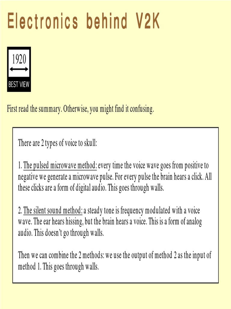 Electronics behind V2K: Pulsed Microwaves, Silent Sound, and Combined ...