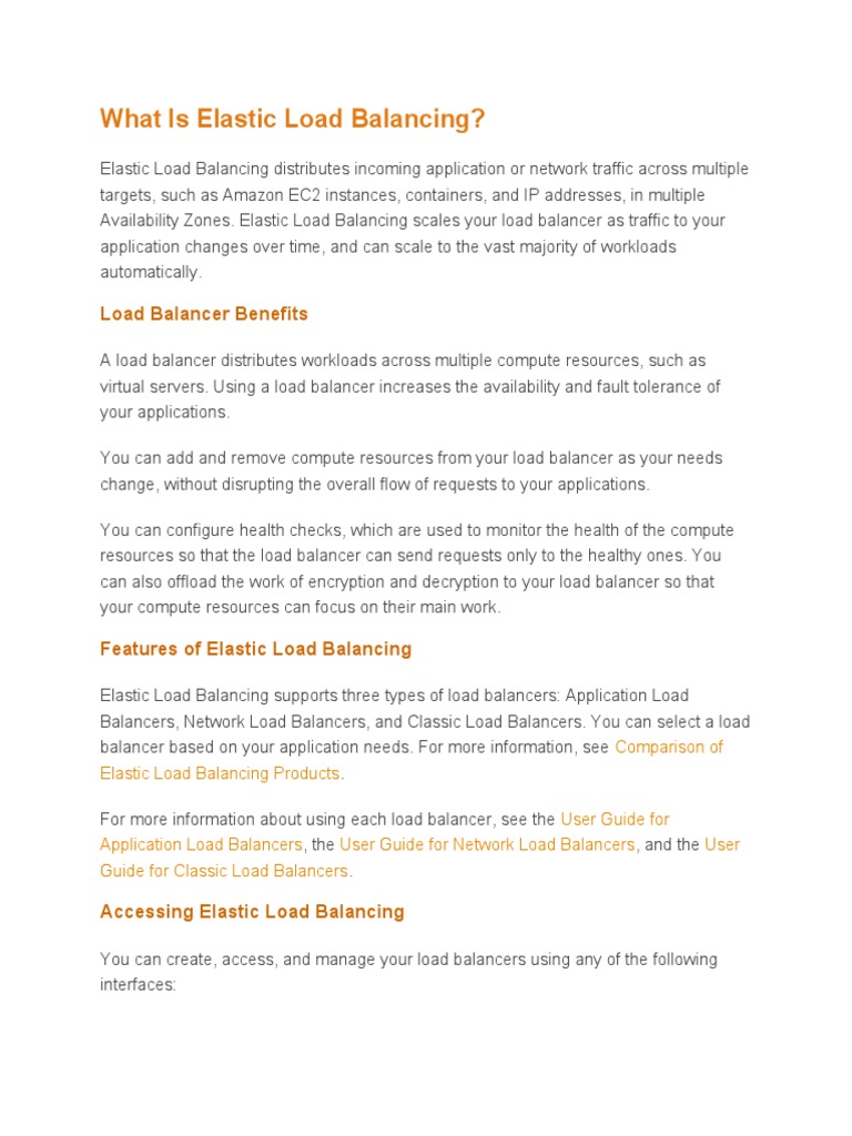 Elastic Load Balancing Guide | PDF | Load Balancing (Computing ...