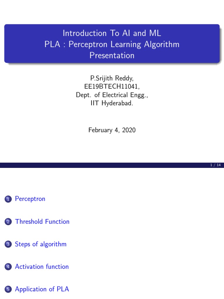 PLA Perceptron Learning Algorithm | PDF | Statistical Classification ...