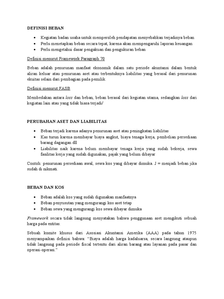 Definisi dan Pengakuan Beban Akuntansi | PDF | Pengelolaan Keuangan ...