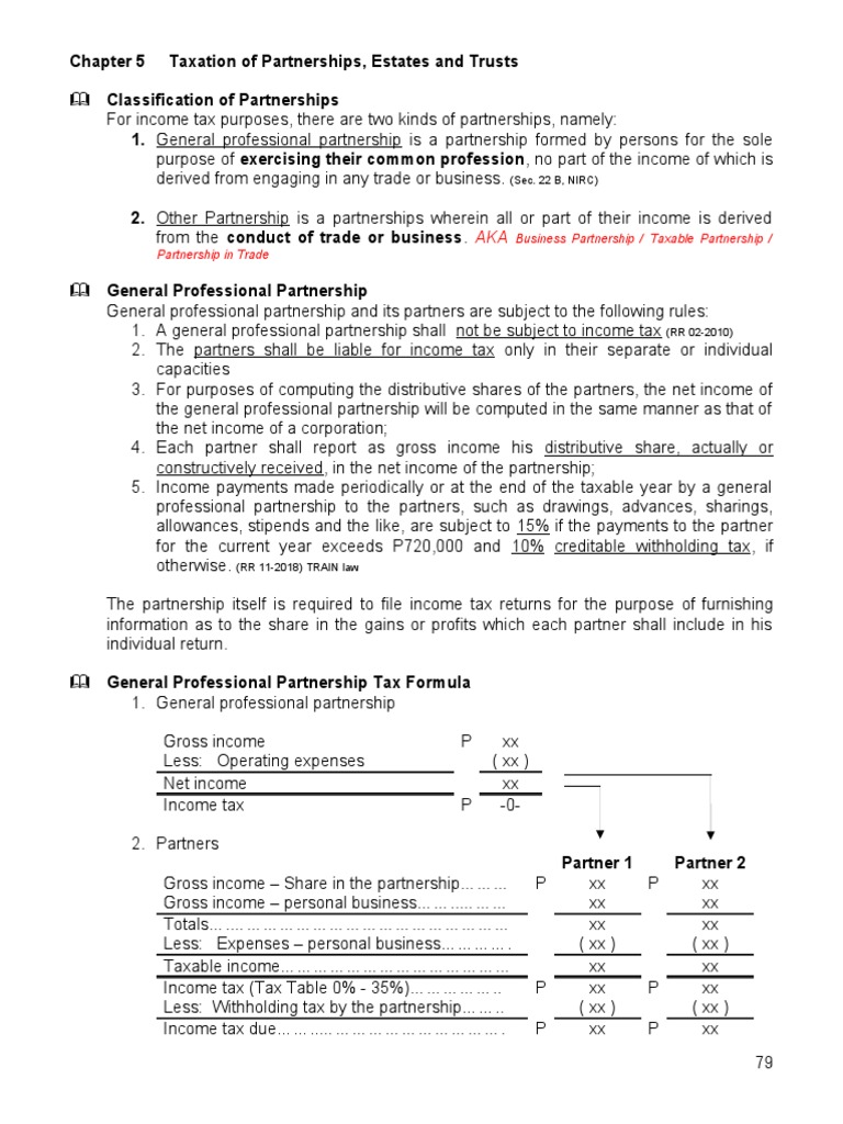 Taxation of Partnerships, Estates and Trusts Classification of ...
