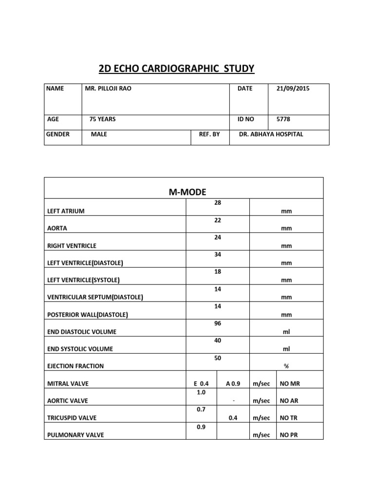 2D Echo Cardiographic Study: M-Mode | PDF | Heart Valve | Ventricle (Heart)
