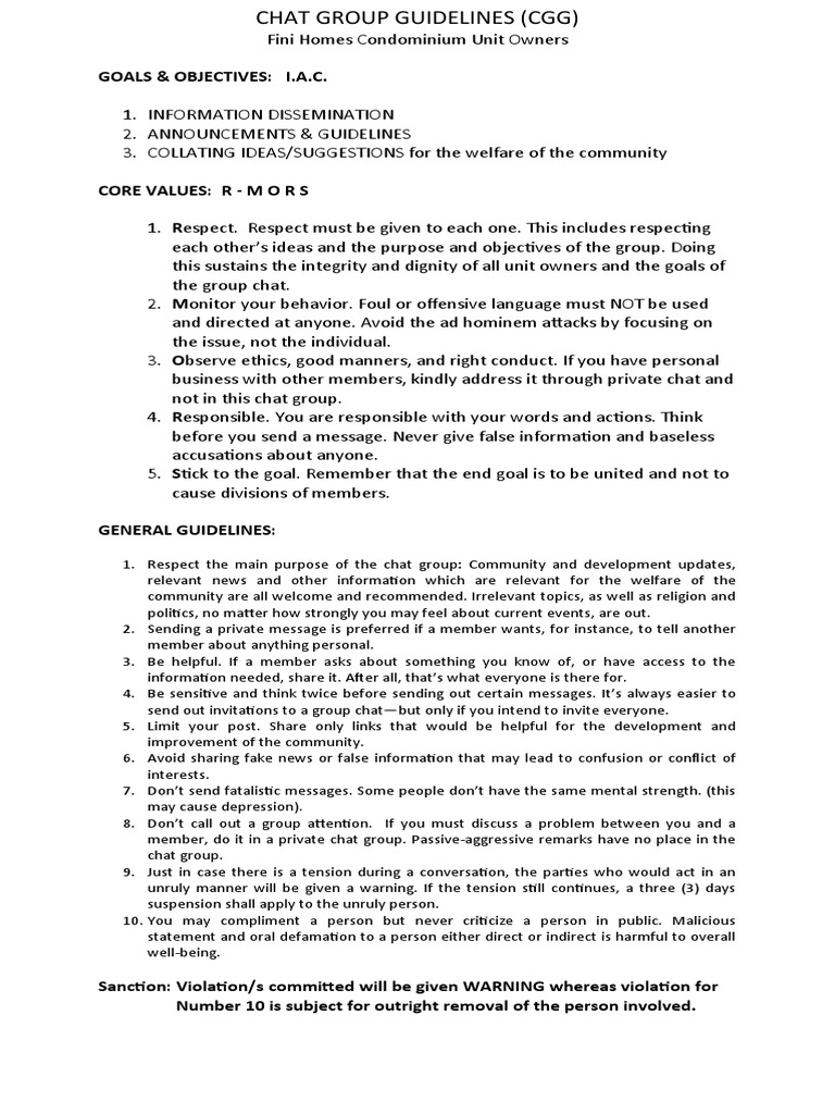 Chat Group Guidelines | PDF | Social Institutions | Social Science