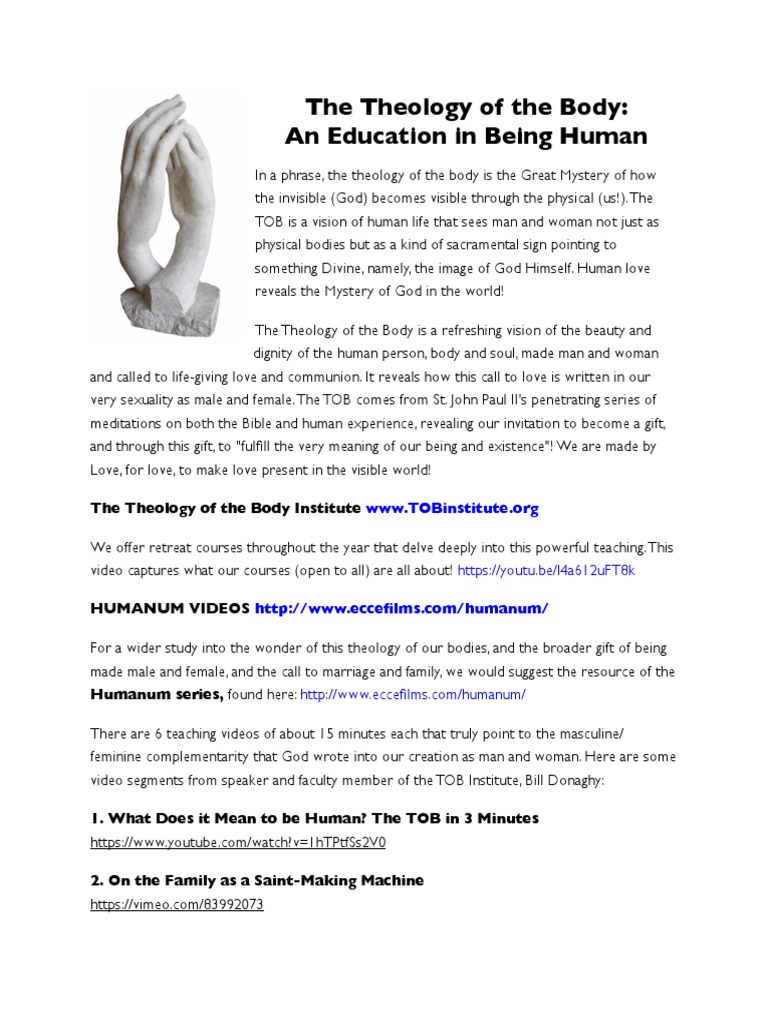 The Theology of The Body: An Education in Being Human | PDF | Pope ...
