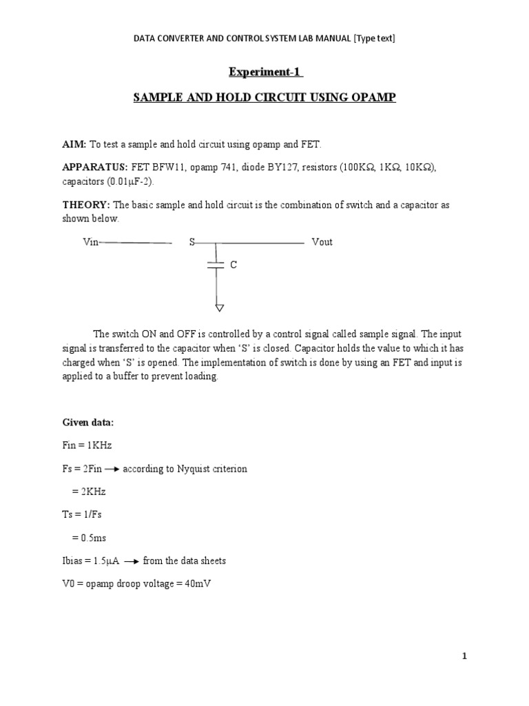 DATA CONVERTER AND CONTROL SYSTEM LAB MANUAL EXPERIMENTS | PDF | Analog To Digital Converter ...