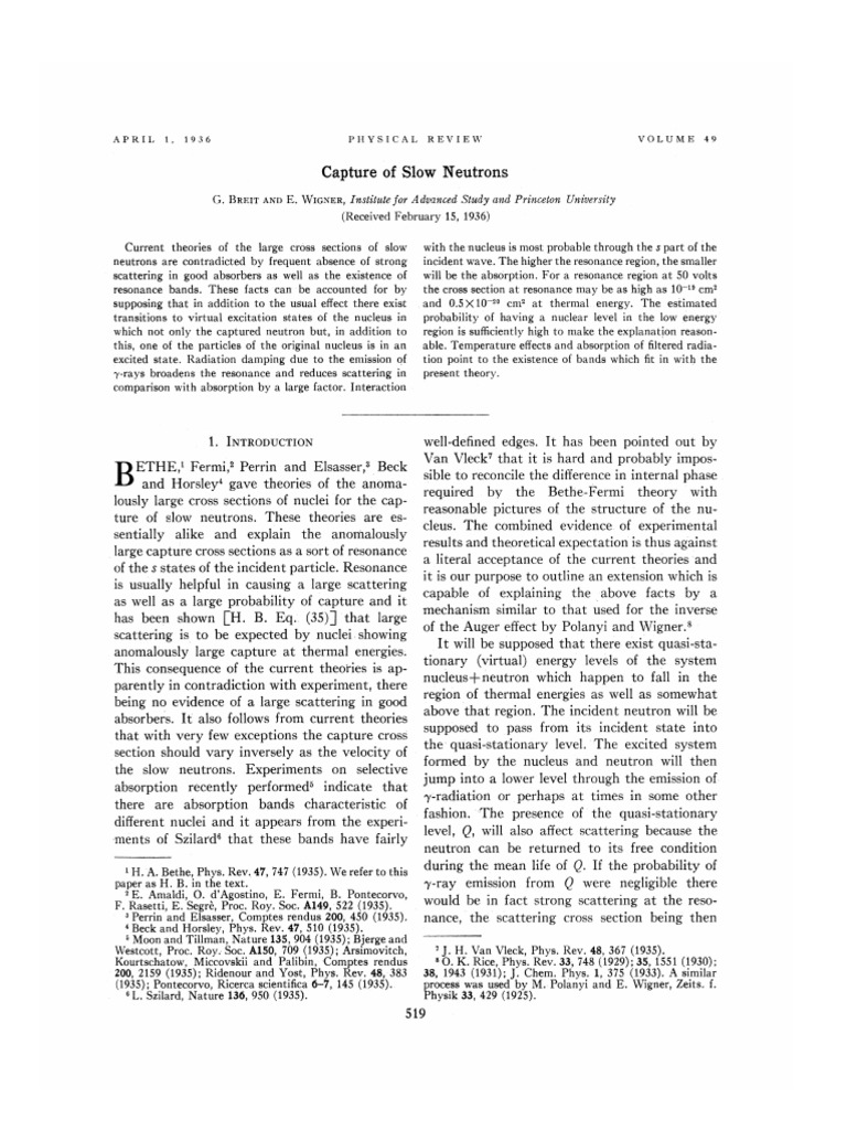 Slow Neutron Capture Mechanisms | PDF | Neutron | Cross Section (Physics)