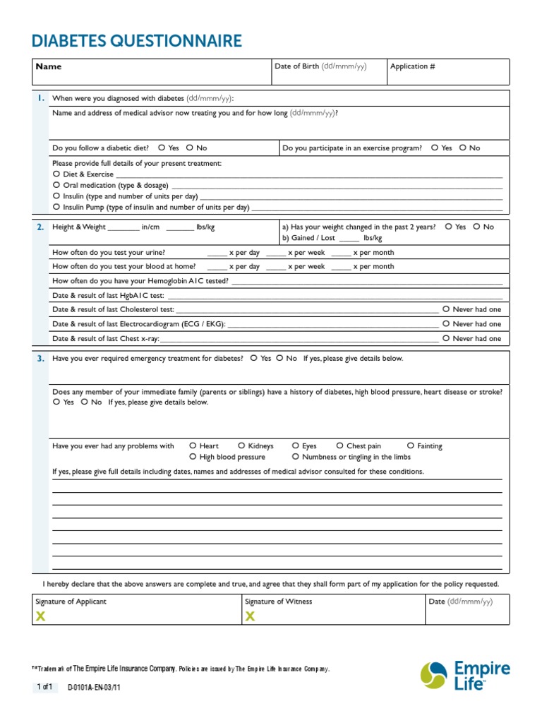 D 0101A DiabetesQuestionnaire EN Web | PDF | Diabetes | Glycated Hemoglobin