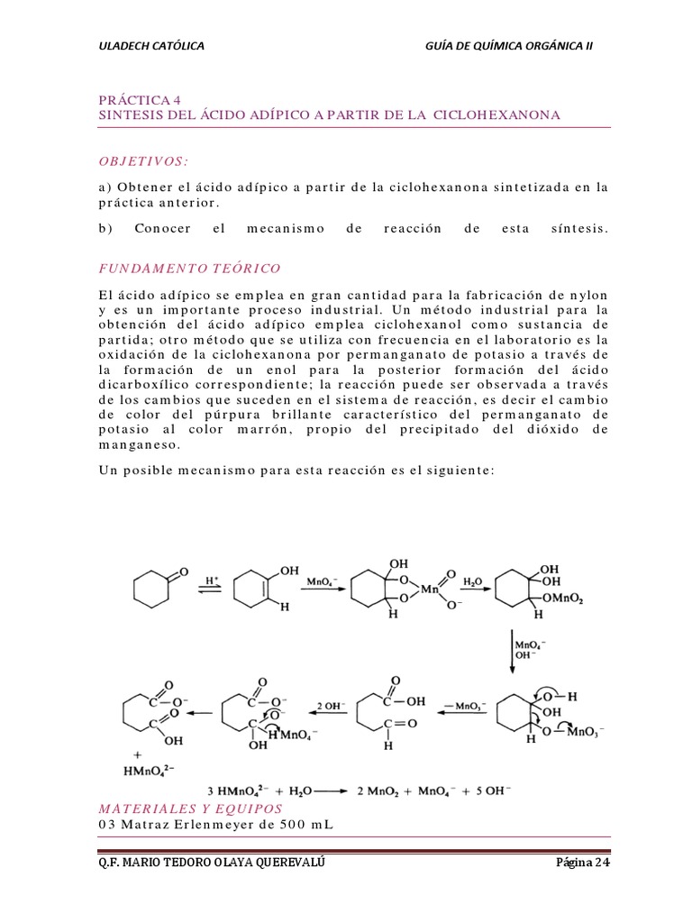 Sintesis Del Acido Adipico | PDF | Agua | Materiales