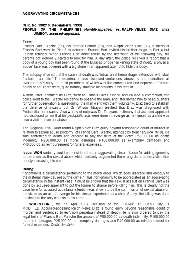 Aggravating Circumstances Part 3 | PDF | Damages | Rape