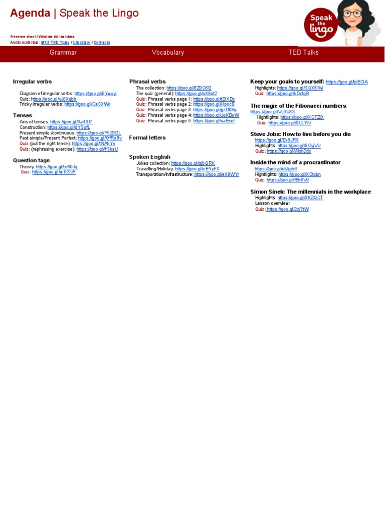 En - Agenda Module I (Mar - Jun 2020) PDF | PDF | Languages | Language ...