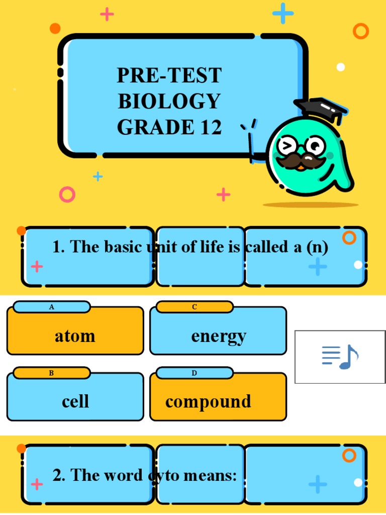 Grade 12 Biology Pre-Test on Cells | PDF | Science & Mathematics