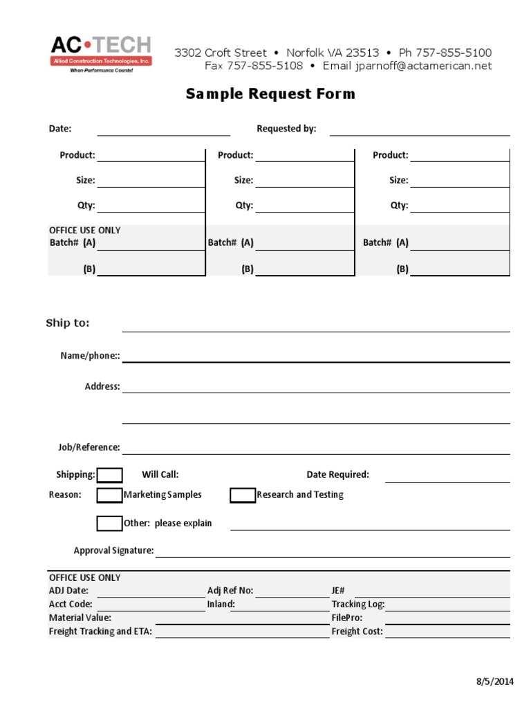 Sample Request Form for Marketing | PDF