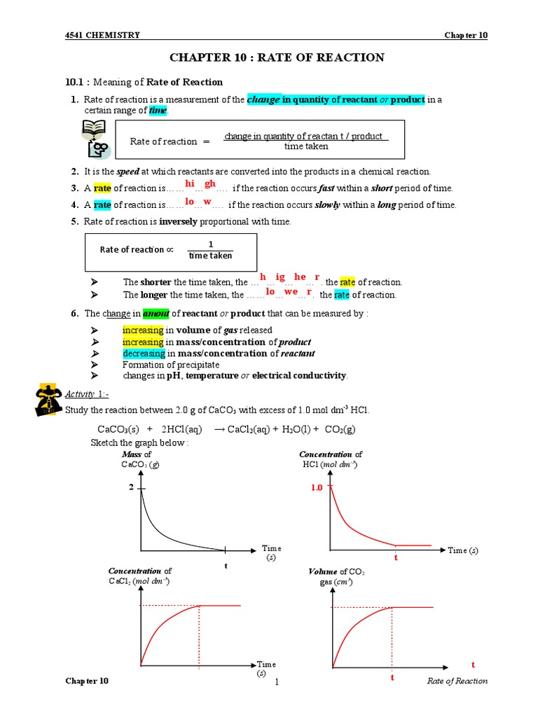 Rate of Reaction Chemistry Form 5 | PDF | Reaction Rate | Catalysis