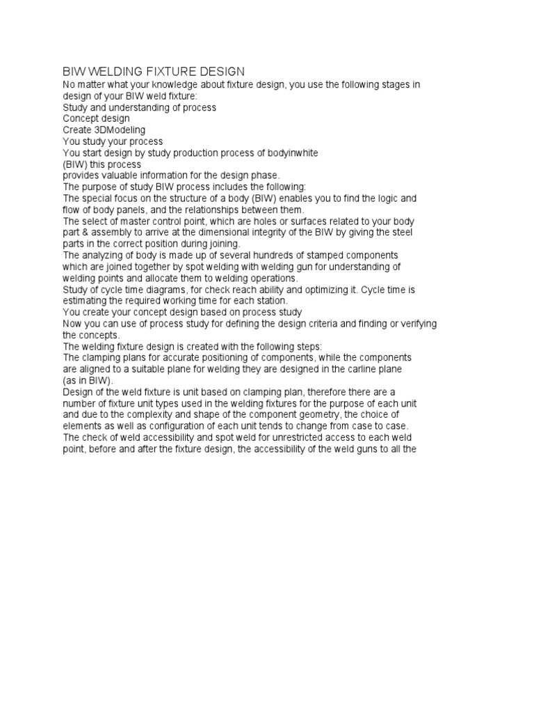Biw Welding Fixture Design | PDF