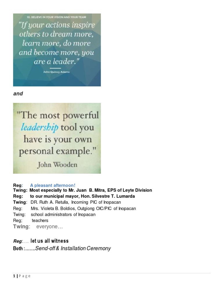 A Celebration of Leadership: The Send-Off and Installation Ceremony of ...