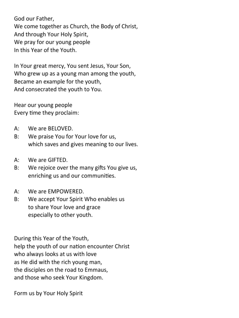 Prayer for Youth Encounter with Christ | PDF