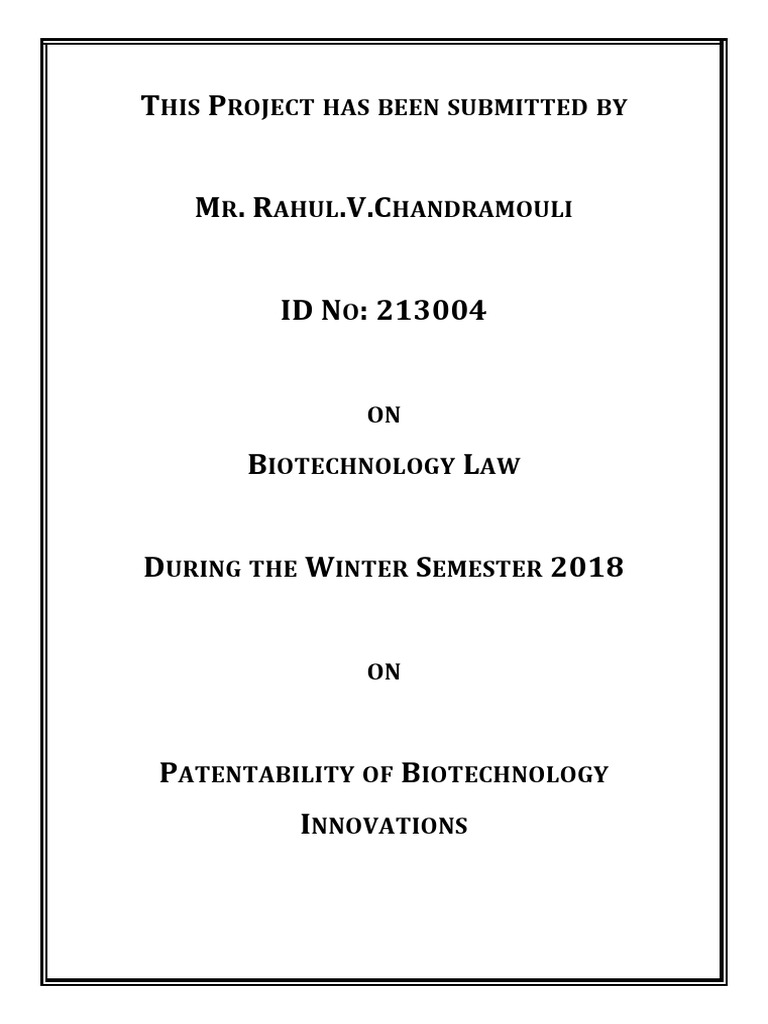 Biotech Project | Download Free PDF | Patent | Biotechnology