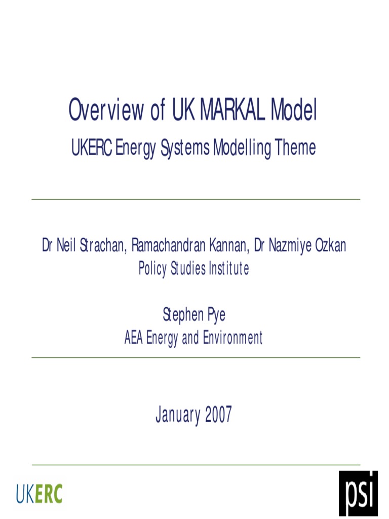 Overview of the UK MARKAL Model | PDF | Electricity Generation ...