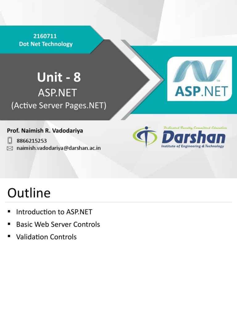 Unit - 8: 2160711 Dot Net Technology | PDF | Active Server Pages | Web Server