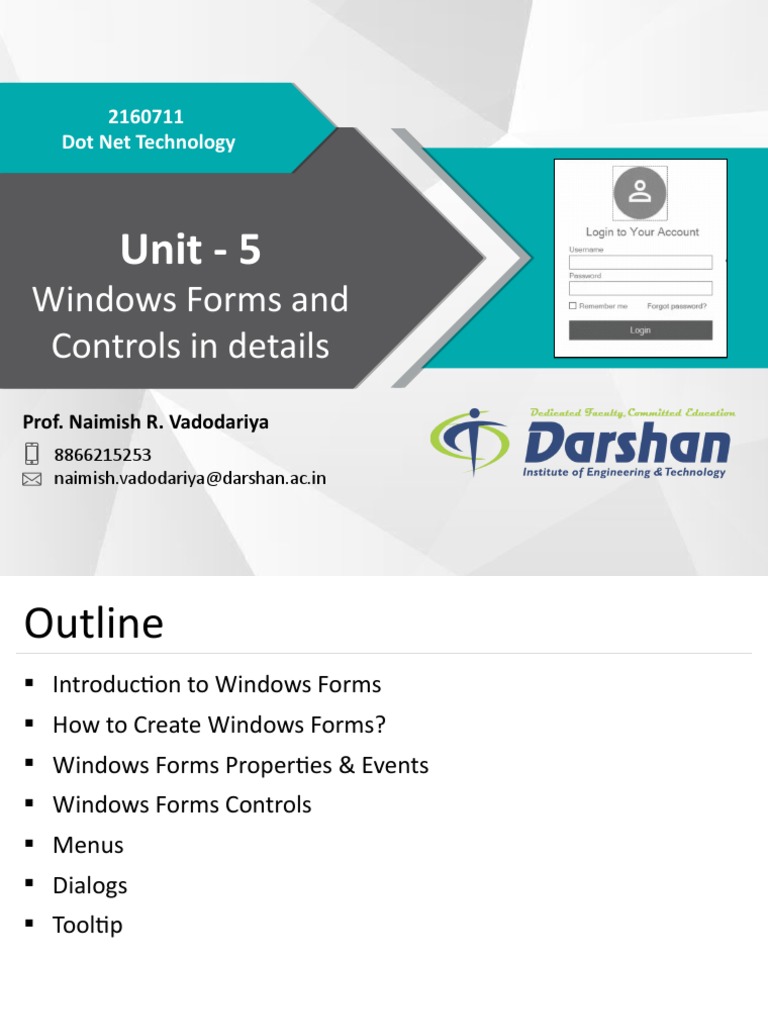 Unit - 5: Windows Forms and Controls in Details | PDF | Menu (Computing) | Button (Computing)