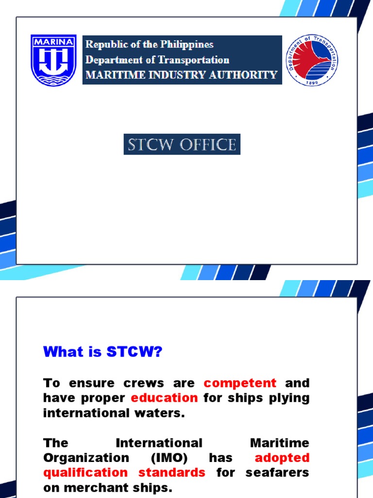 STCW 101 Presentation | PDF | Shipping | Transport